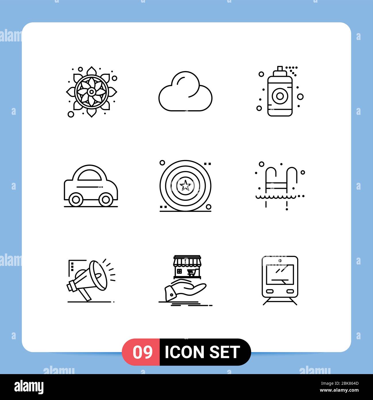 Mobile Interface Outline Set von 9 Piktogrammen von Schild, Tag, Grafik ... Mobile Interface Outline Set von 9 Piktogrammen von Schild, Tag, Grafik ...