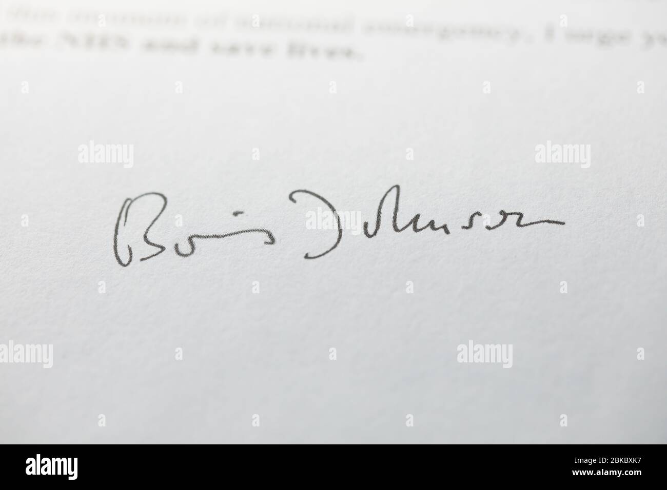 Boris johnson unterschrift Stockfotos und -bilder Kaufen - Alamy