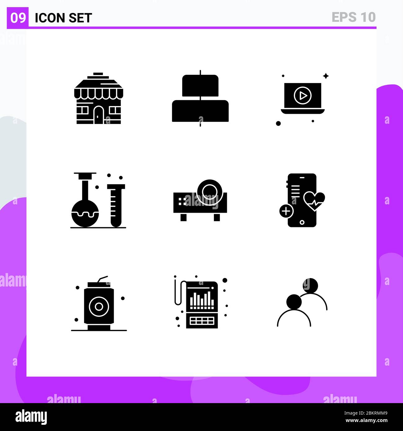 Set von 9 modernen UI-Symbole Symbole Symbole Zeichen für Diaprojektor ...