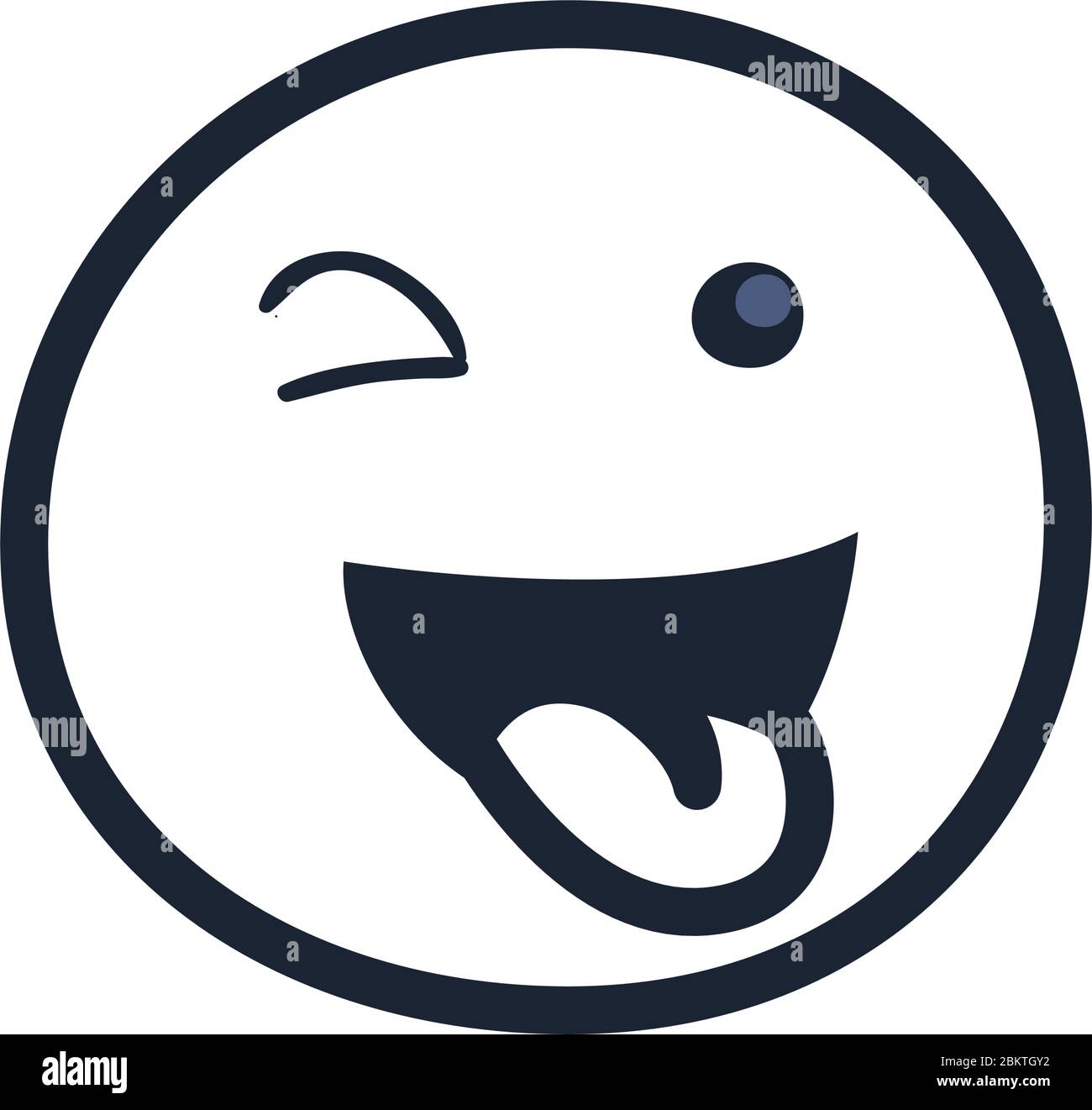 Wink Emoji Gesicht Linie Stil Icon Design Cartoon Ausdruck Emoticon
