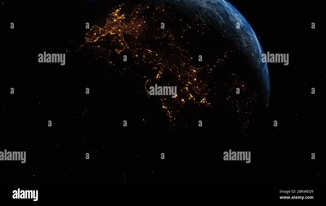 3D-Rendering einer Ansicht des Planeten Erde aus dem All. Auf der ...