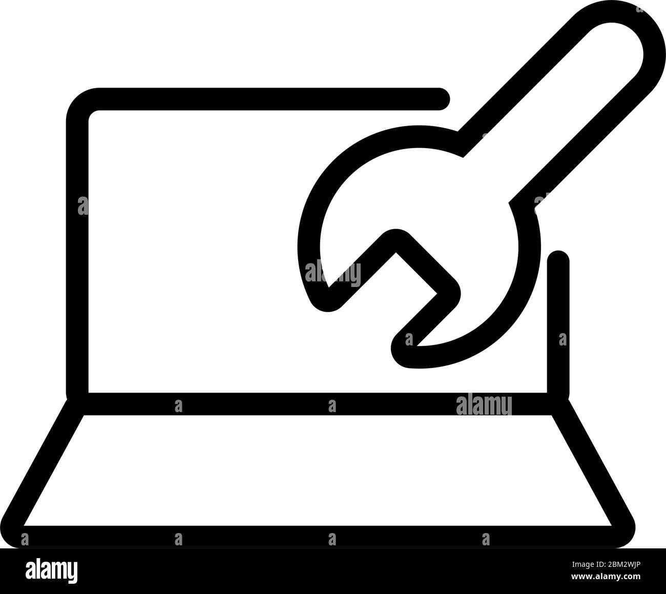 Laptop Reparatur Symbol Vektor Umriss Illustration Stock-Vektorgrafik ...