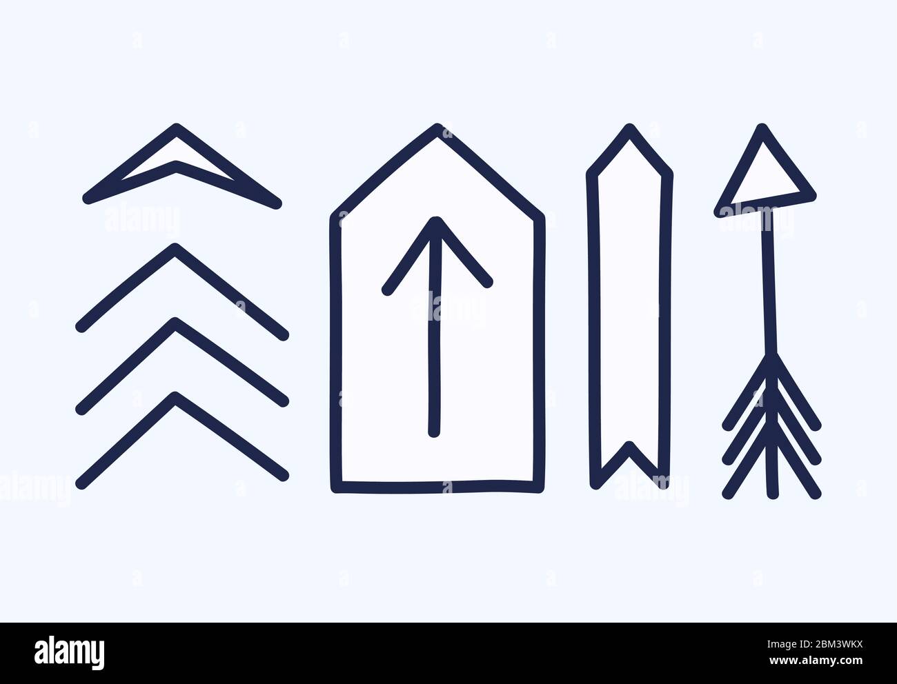 Satz von Hand gezeichnet verschiedenen dekorativen Pfeil. Vektorgrafik ...