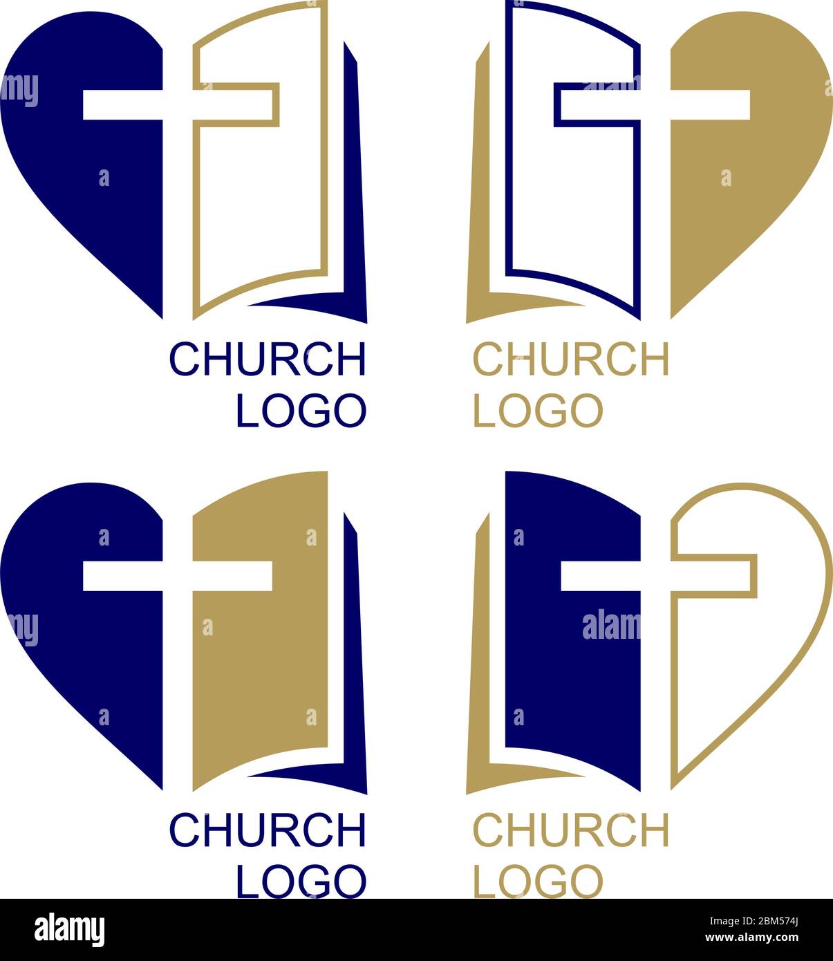Kirche Logo-Set, Symbol des Christentums, das Kreuz und das Evangelium ...