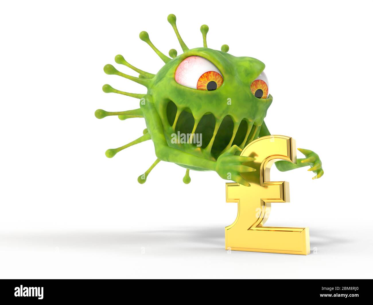 corona Virus Monster Angriffe auf Pfund Zeichen. Geeignet für covid-19 ...