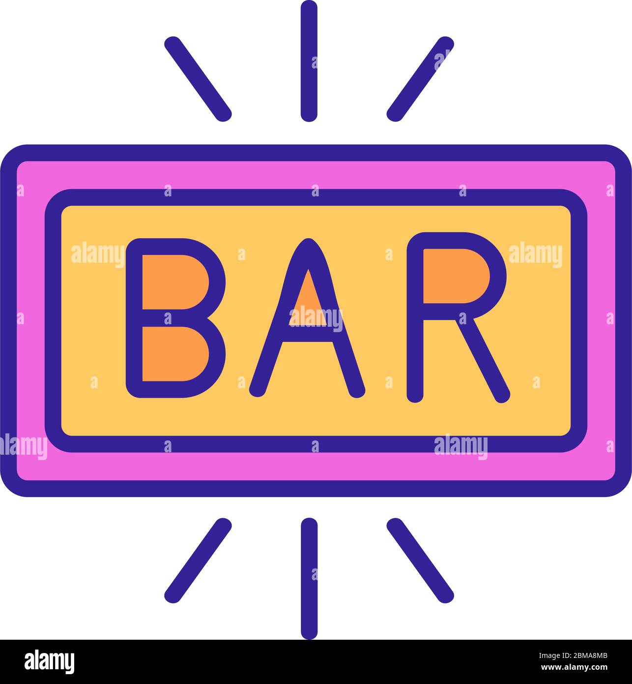 Leuchtende Beschriftung Bar Symbol Vektor Kontur Illustration Stock ...