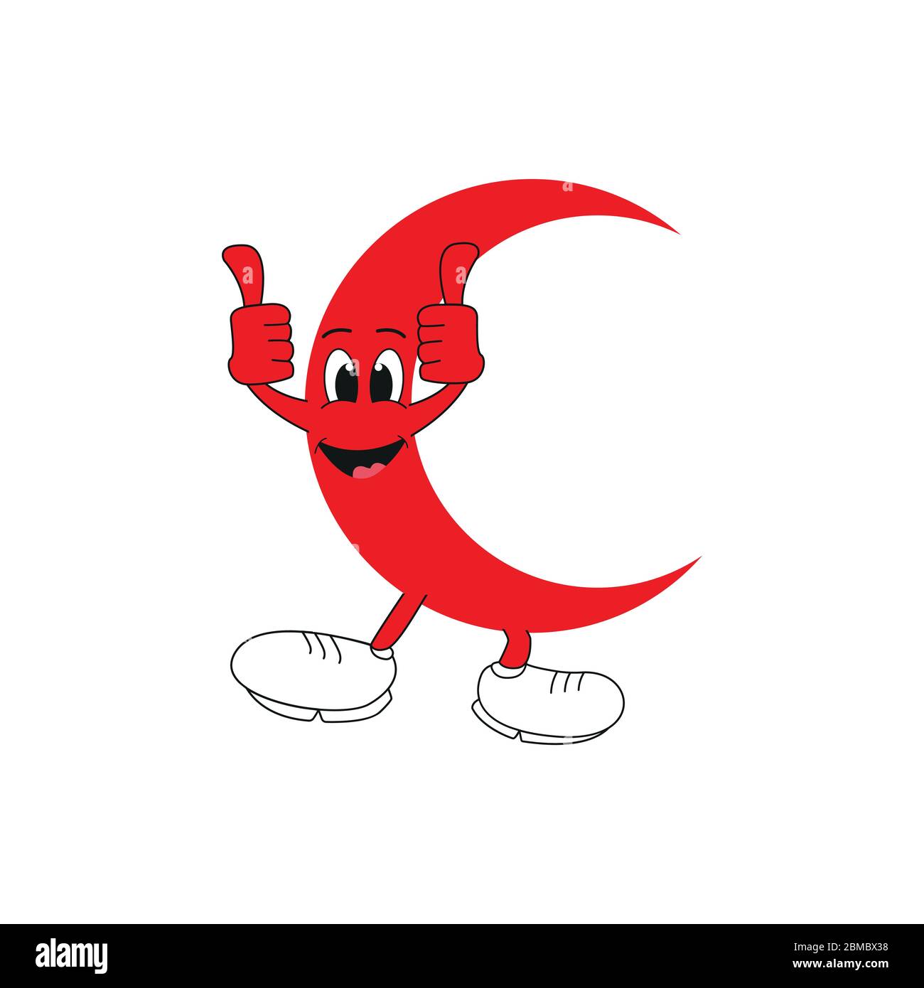 Diese Abbildung zeigt das rote Halbmond-Maskottchen. Diese Illustration ...
