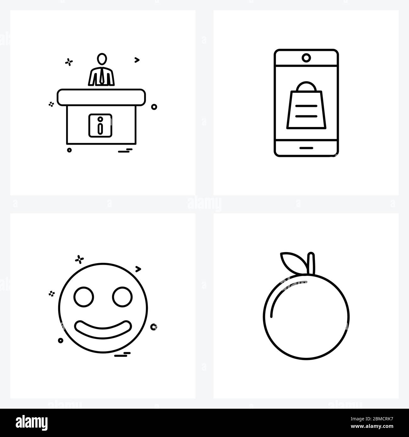 Moderne Vektor-Linie Illustration von 4 Simple Line Icons der Rezeption ...