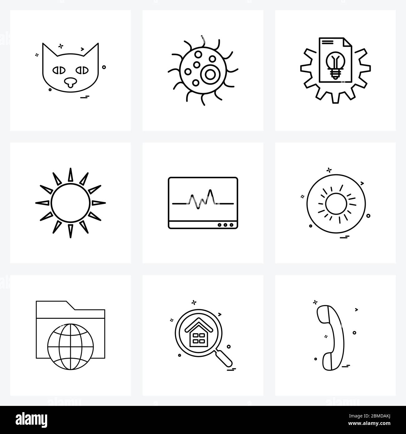 Mobile UI Line Icon Set mit 9 modernen Piktogrammen von ekg, Party ...