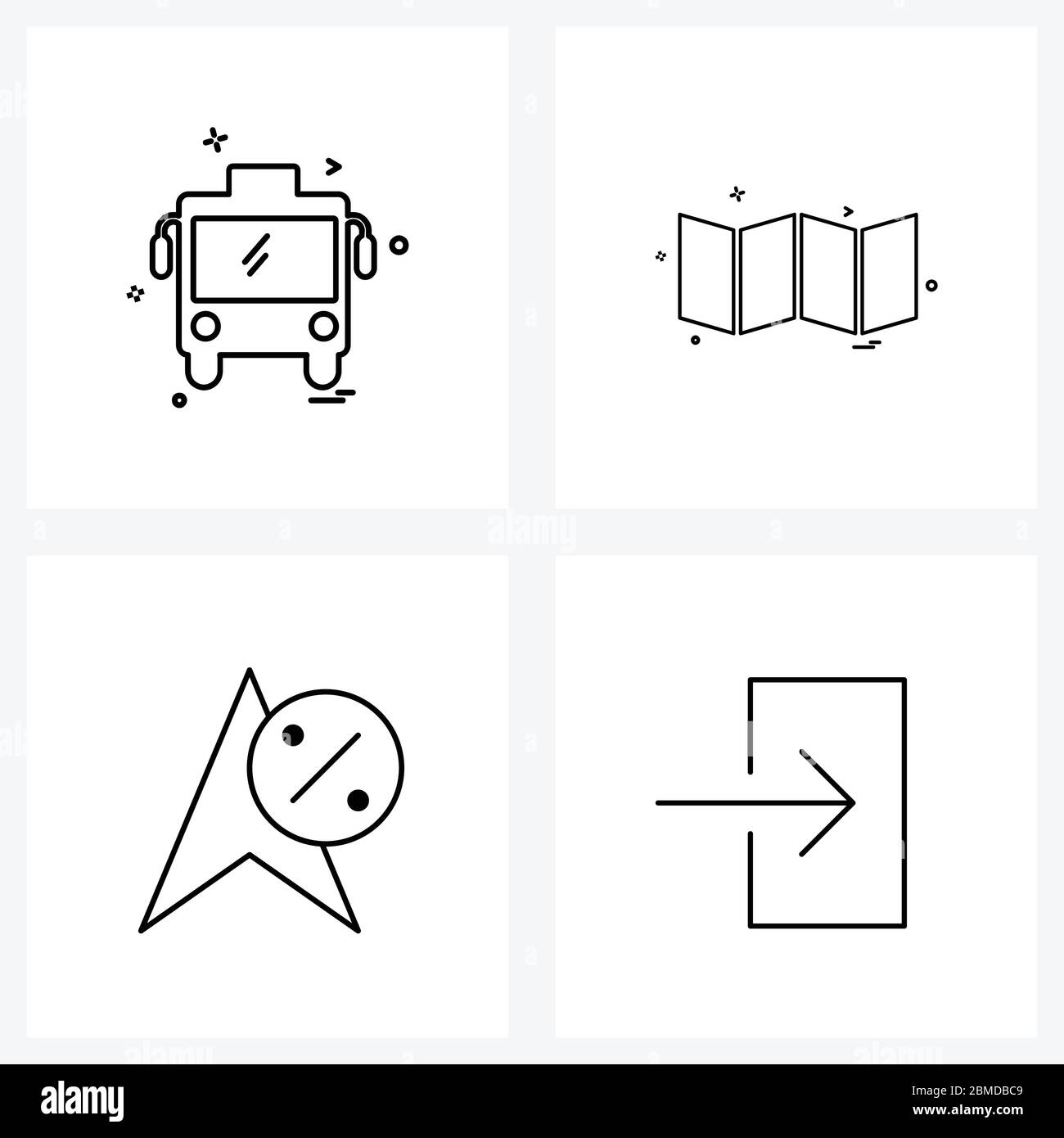4 Universal Icons Pixel Perfect Symbole von Bus, Maus, Transport, Karte ...