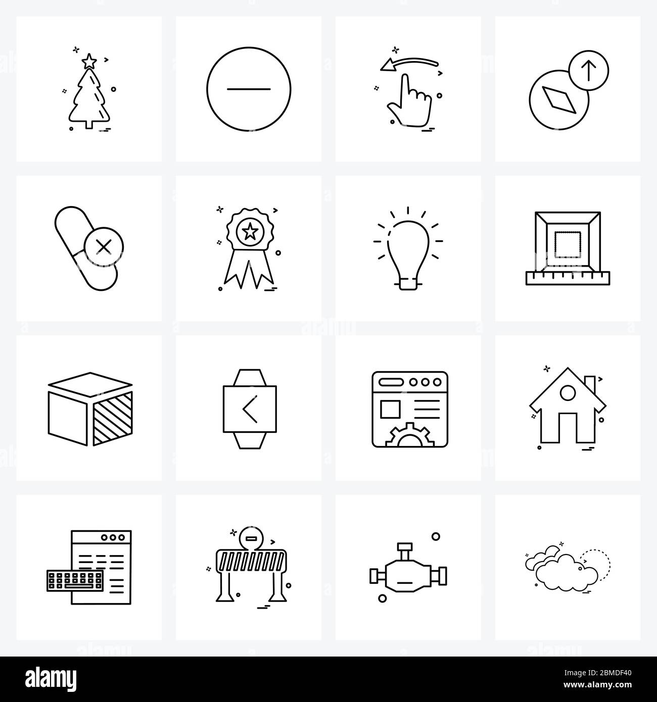 Satz von 16 Linien-Symbol-Zeichen und Symbole von grün, Pfeil nach oben ...