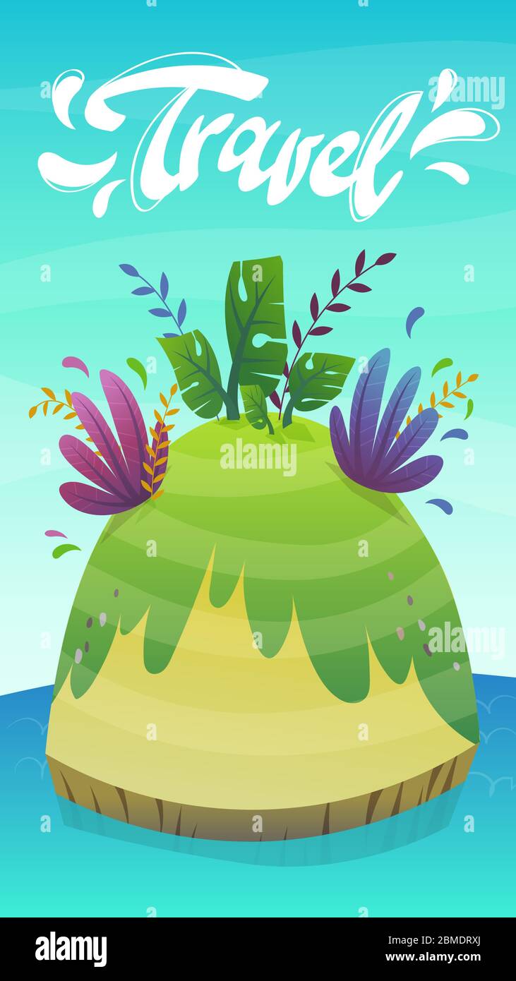 Cartoon Wüste tropischer Insel mit Kokospalme und exotischen lustigen ...