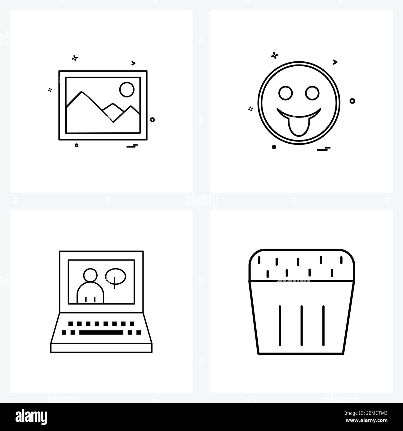 Set von 4 UI Icons und Symbole für Bild, frech, Bild, Emotionen, Mann ...