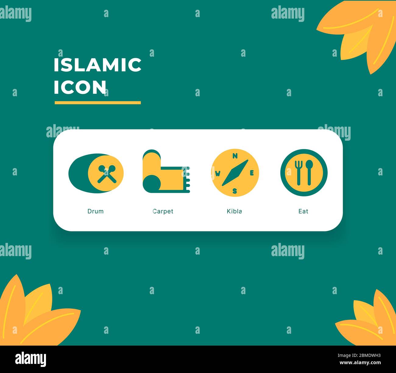 islamische Icon Set Sammlung Paket mit zwei Farben moderne flache Stil ...