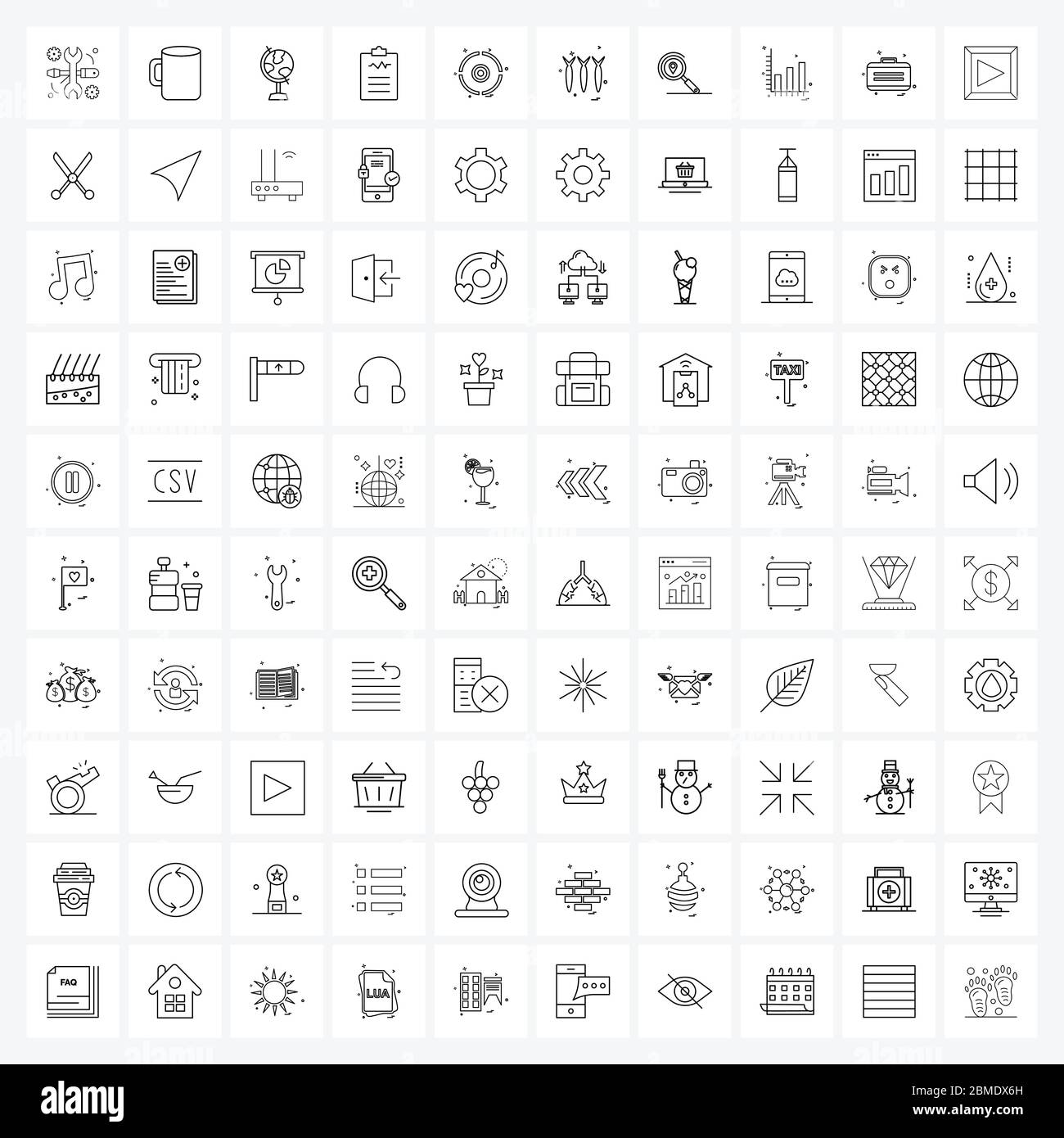 Satz von 100 einfachen Linien-Symbole für Web und Print wie Karotten ...