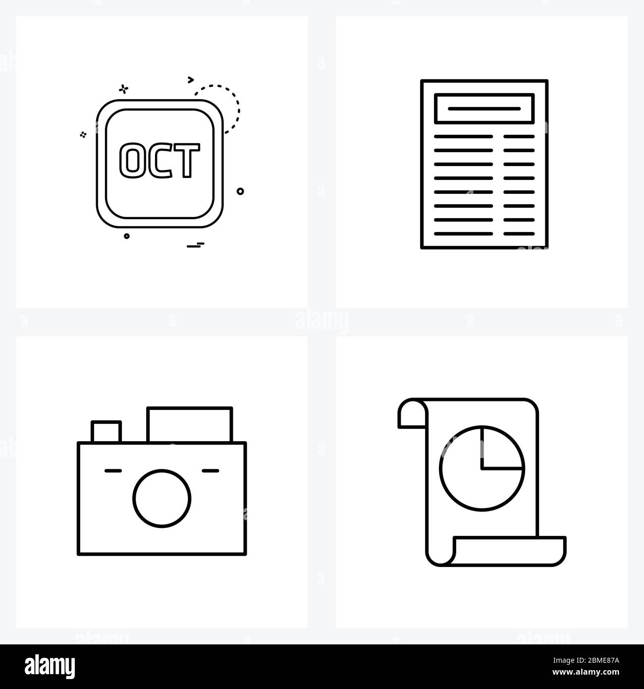 Isolierte Symbole Set von 4 Simple Line Icons von Kalender, Quittung ...
