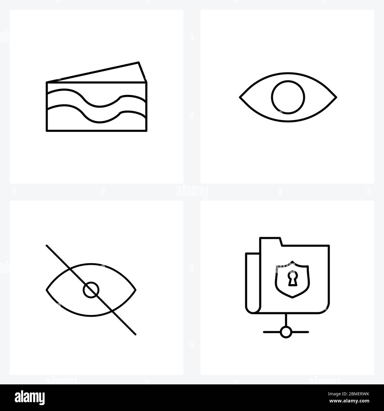 Universelle Symbole von 4 Modern Line Icons von Scheibe, Auge, Backen ...