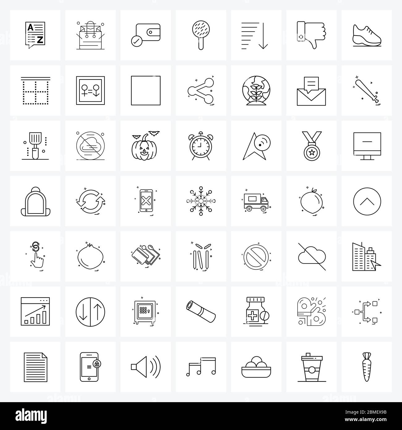 Mobile UI Line Icon Set aus 49 modernen Piktogrammen Volumen, Eis, Geld ...
