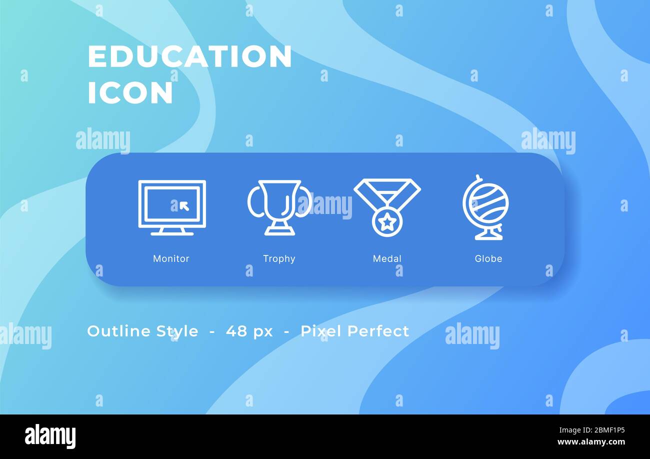 Bildung Symbol mit Out-Line-Stil moderne Vektor-Illustration gesetzt ...