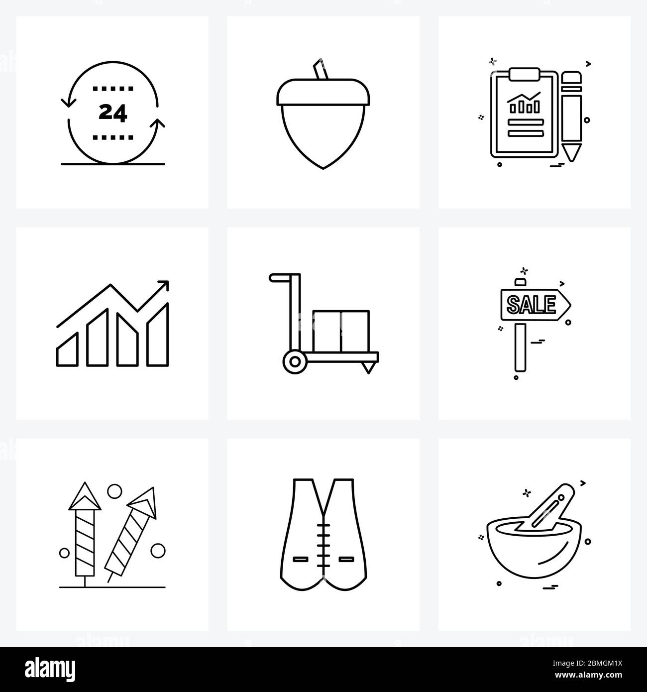 Linie Symbol Satz von 9 modernen Symbole der Grafik analytisch ...
