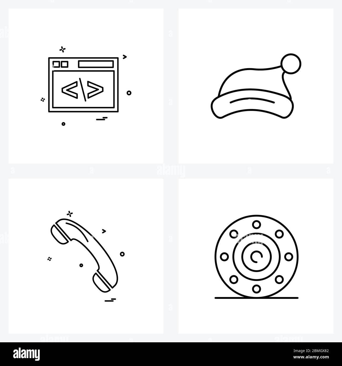 Satz von 4 UI-Symbole und Symbole für Code, Handy, Programmierung ...