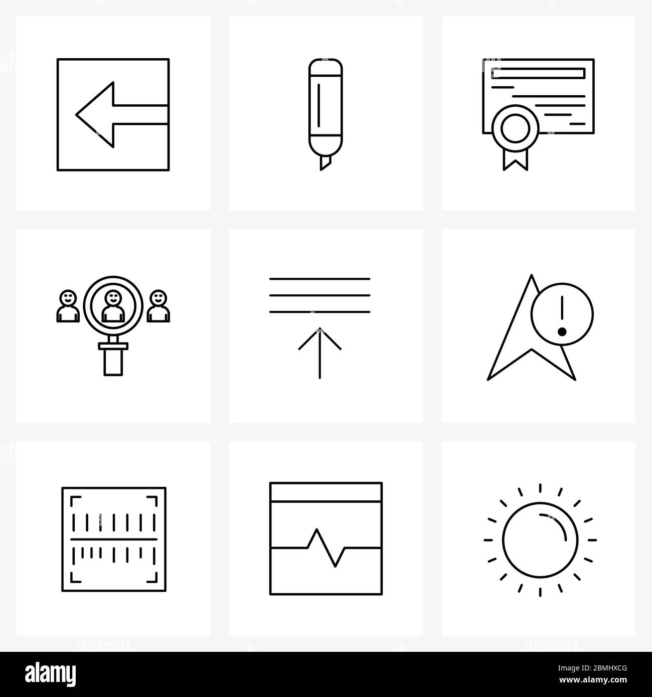 Mobile UI Line Icon Set von 9 modernen Piktogrammen von Stapeln, nach ...