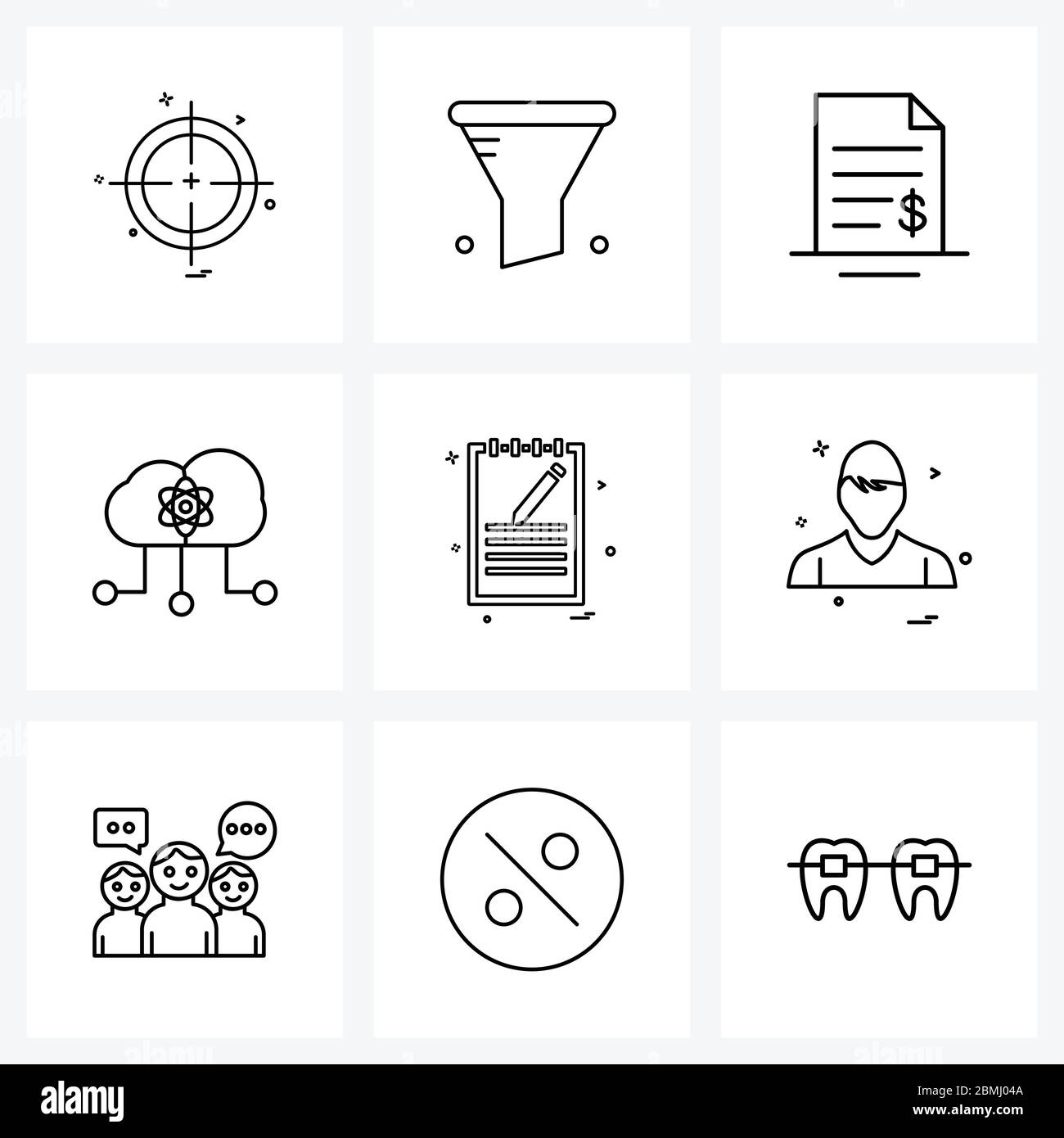 Mobile UI Line Icon Set von 9 modernen Piktogrammen aus Papier ...