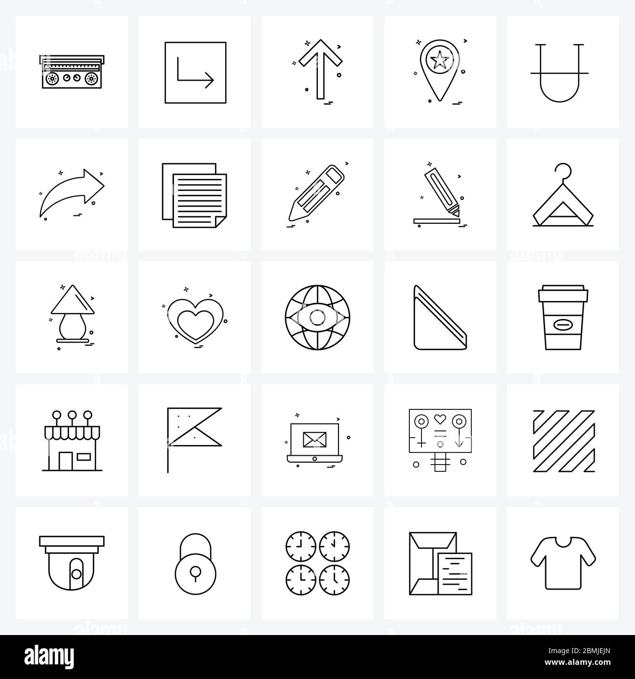 25 editierbare Vektorliniensymbole und moderne Symbole von Pfeil, Text ...