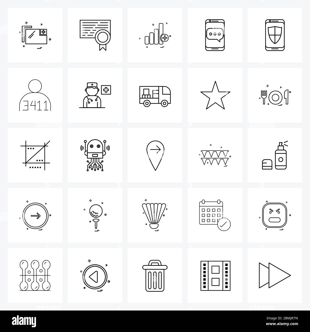 Mobile UI Line Icon Set von 25 modernen Piktogrammen von mobilen ...
