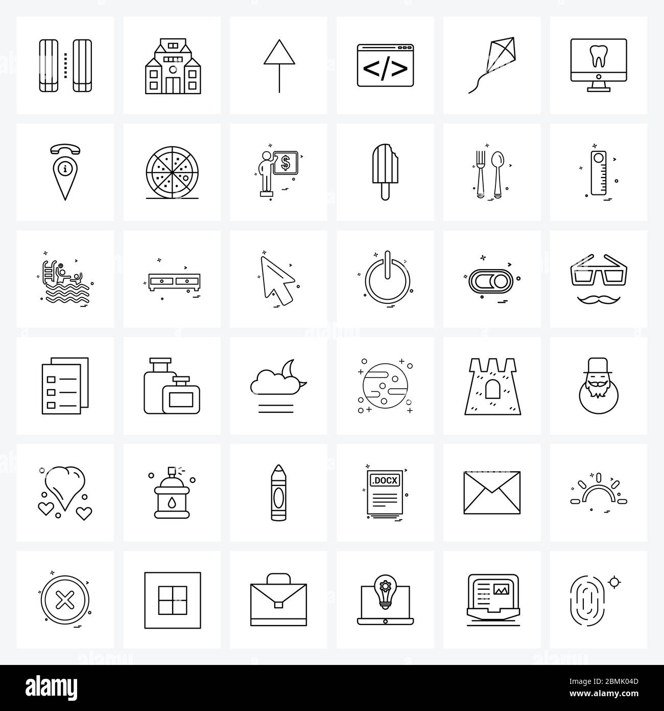 36 editierbare Vektorliniensymbole und moderne Symbole des Drachen ...