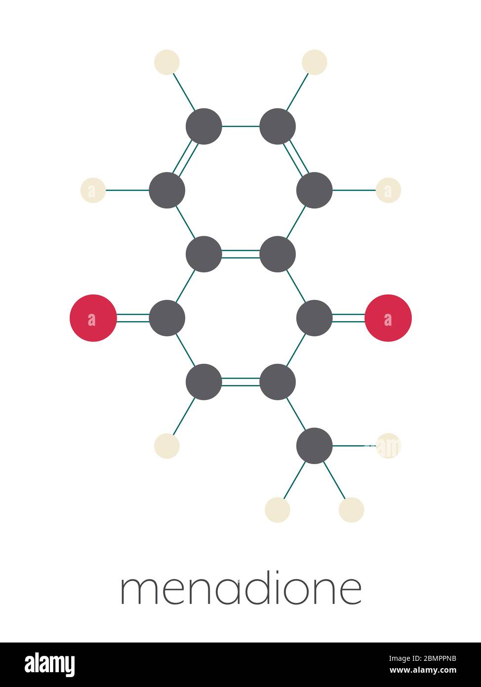 Vitamin K3 oder Menadion Molekül. Stilisierte Skelettformel (chemische ...