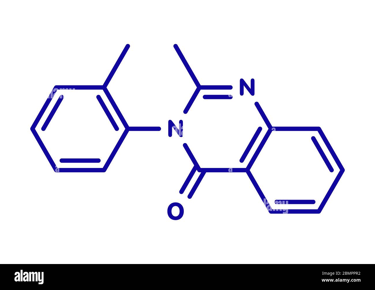 Methaqualon Freizeitdroge, chemische Struktur. Skelettformel ...