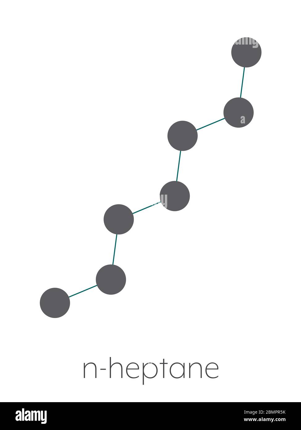 Heptan (n-Heptan) Alkanmolekül. Stilisierte Skelettformel (chemische ...