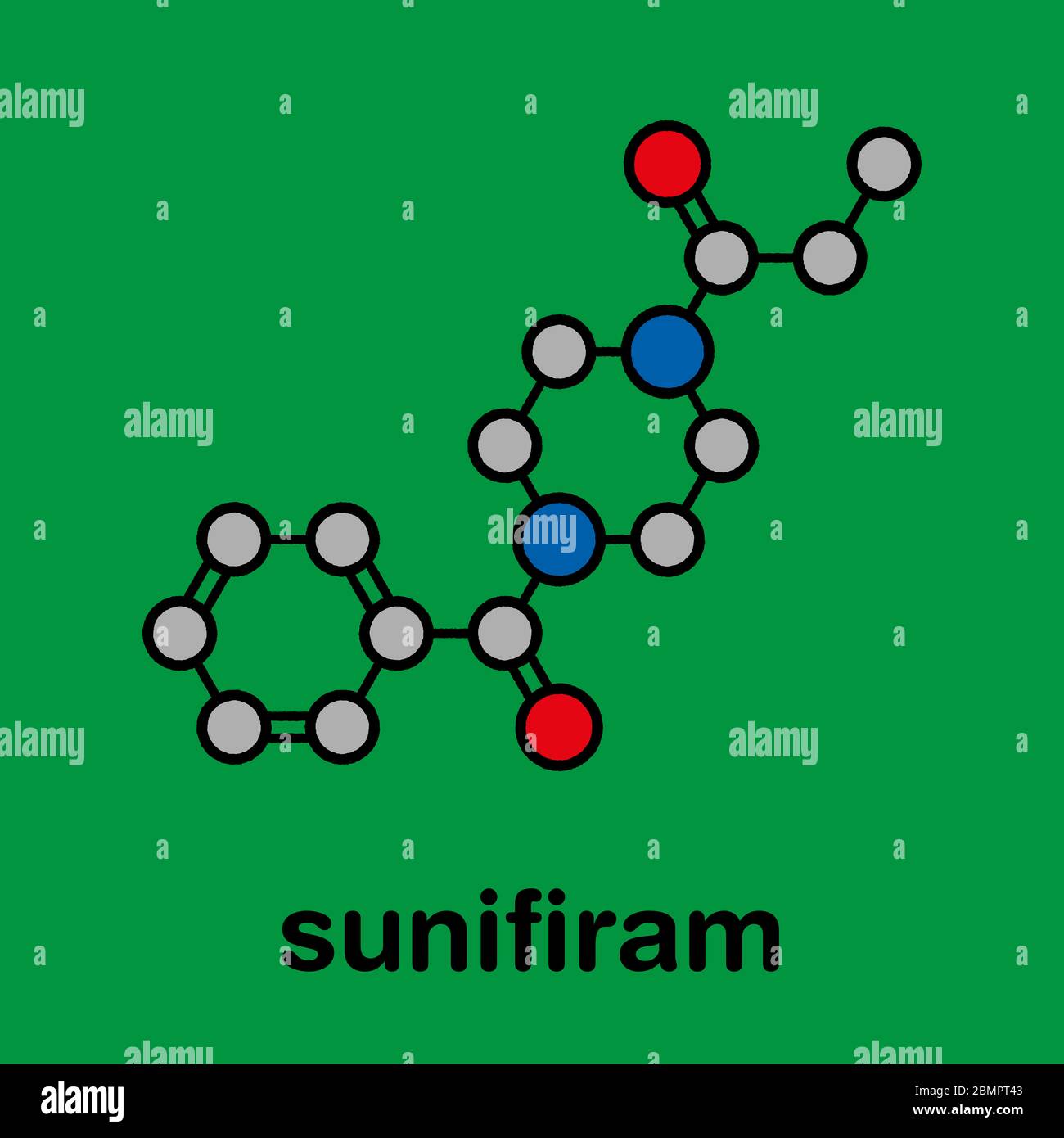Sunifiram-Molekül. Potentiell nootrope. Stilisierte Skelettformel ...