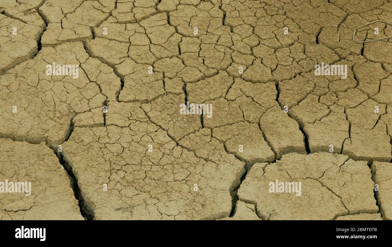 Sehr Dürre Feuchtgebiet, Sumpf und Teich trocknen den Boden rissig ...