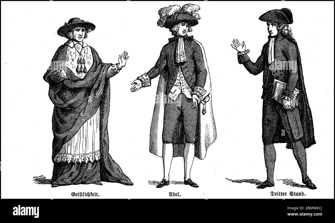 Französische Revolution Kostüm von Vertretern der drei Stände nach der ...