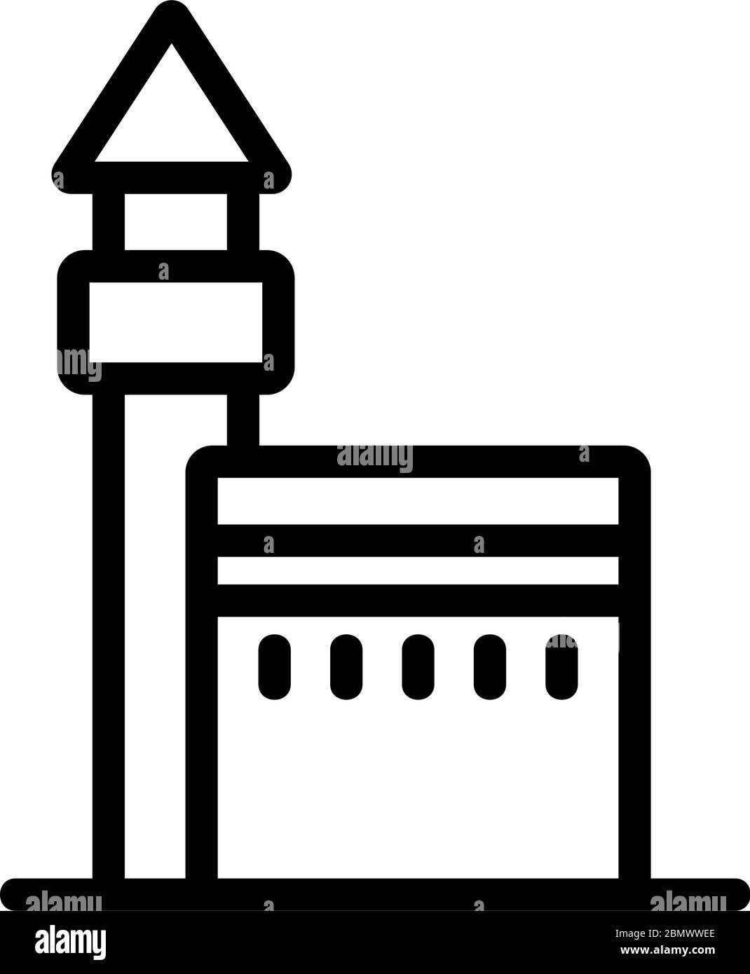 haji Betonzaun mit Turm-Symbol Vektor-Umriss-Illustration Stock ...