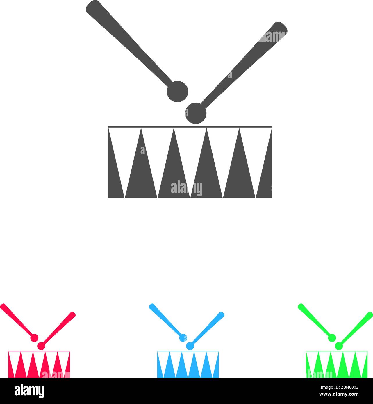 Symbol für Snare Drum flach. Farbpiktogramm auf weißem Hintergrund ...
