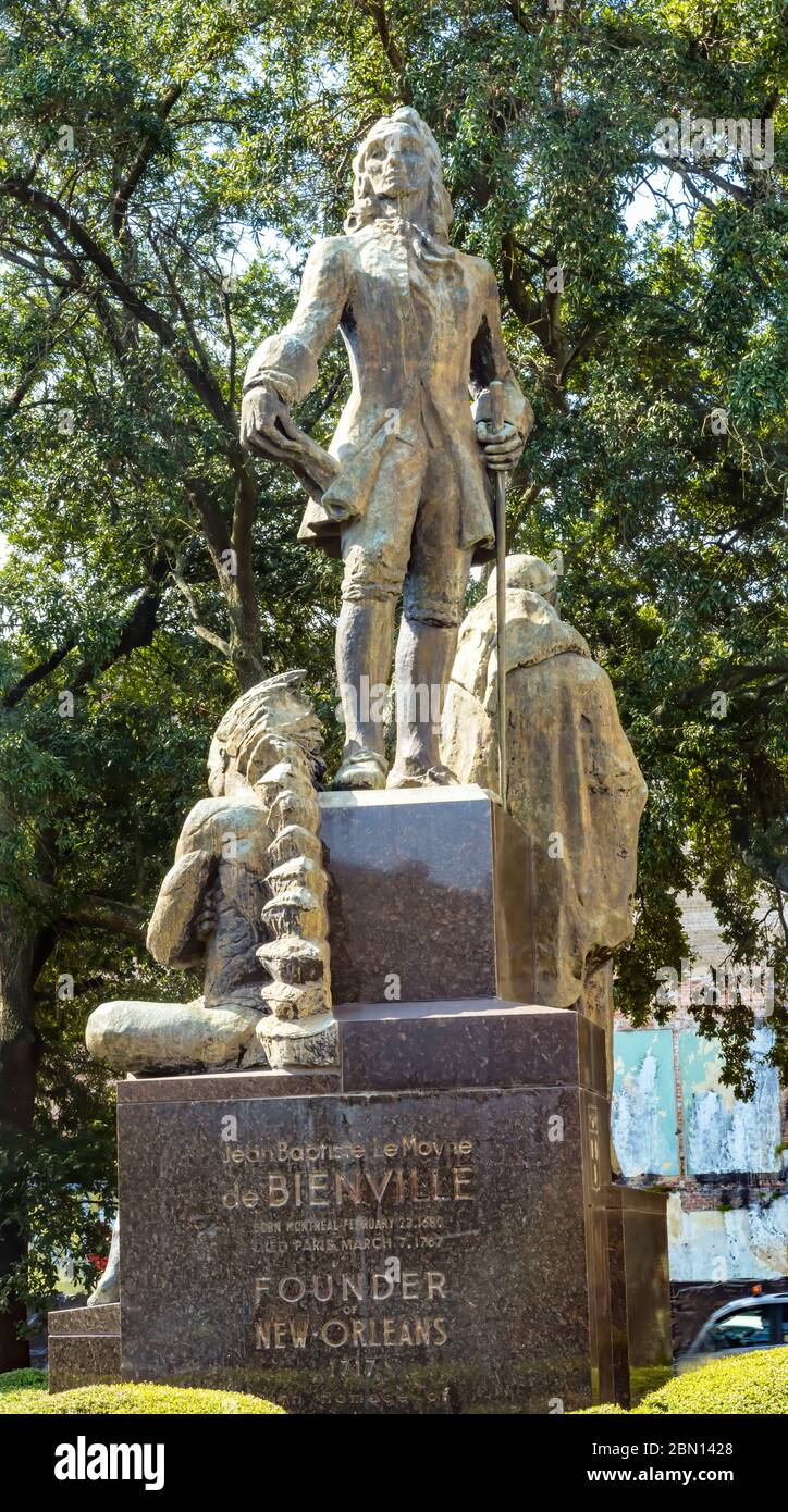Jean-Baptiste Bienville Gründer Louisiana Statue Square New Orleans ...