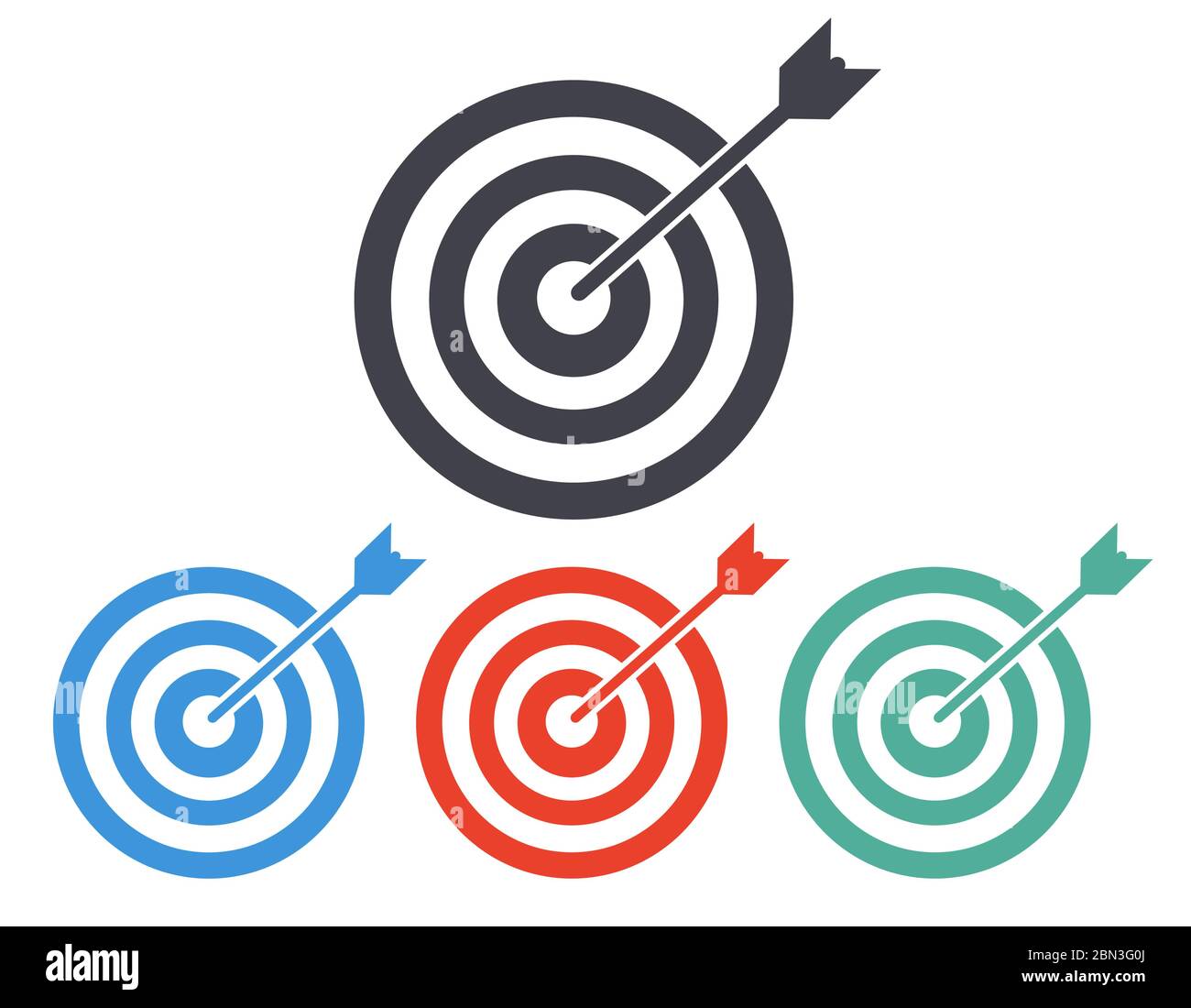 Ziel-Symbol-Set - einfaches flaches Design isoliert auf weißem ...
