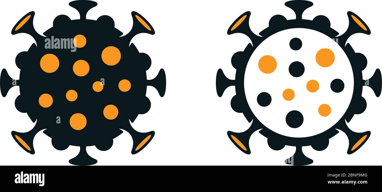 Coronavirus Covid-19-Symbole mit Punktmuster. Gefüllte und umrissene ...
