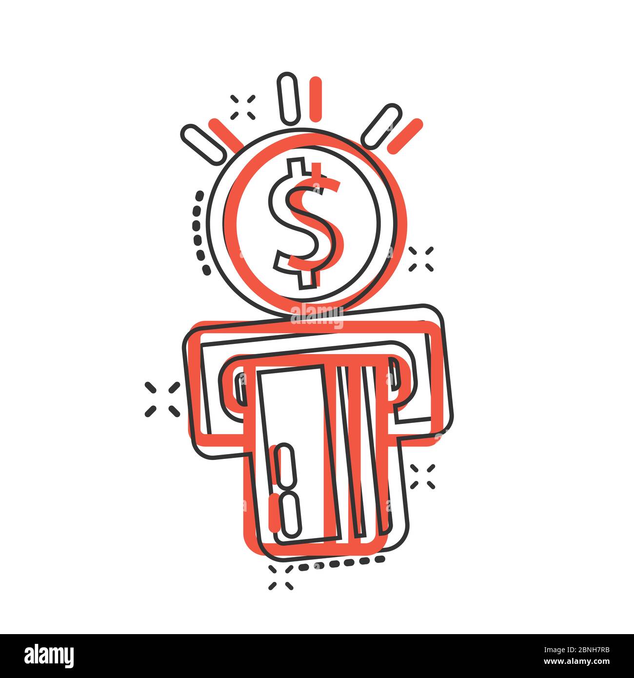 Geldautomat-Symbol im Comic-Stil. Austausch Cash Cartoon Vektor ...