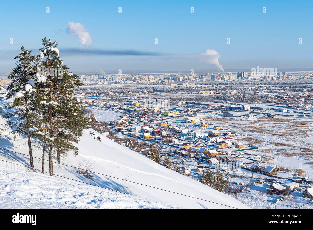Blick über Jakutsk, Sakha Republik (Jakutien), Russland, Eurasien ...