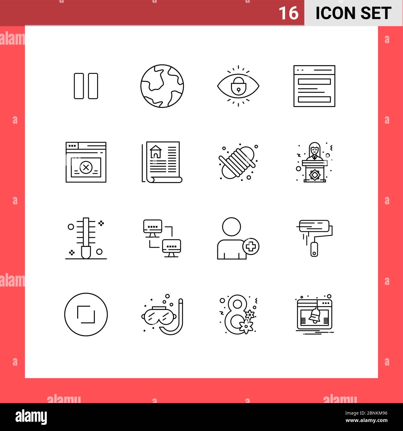 Mobile Schnittstelle Gliederungsset von 16 Piktogrammen von Benutzer ...