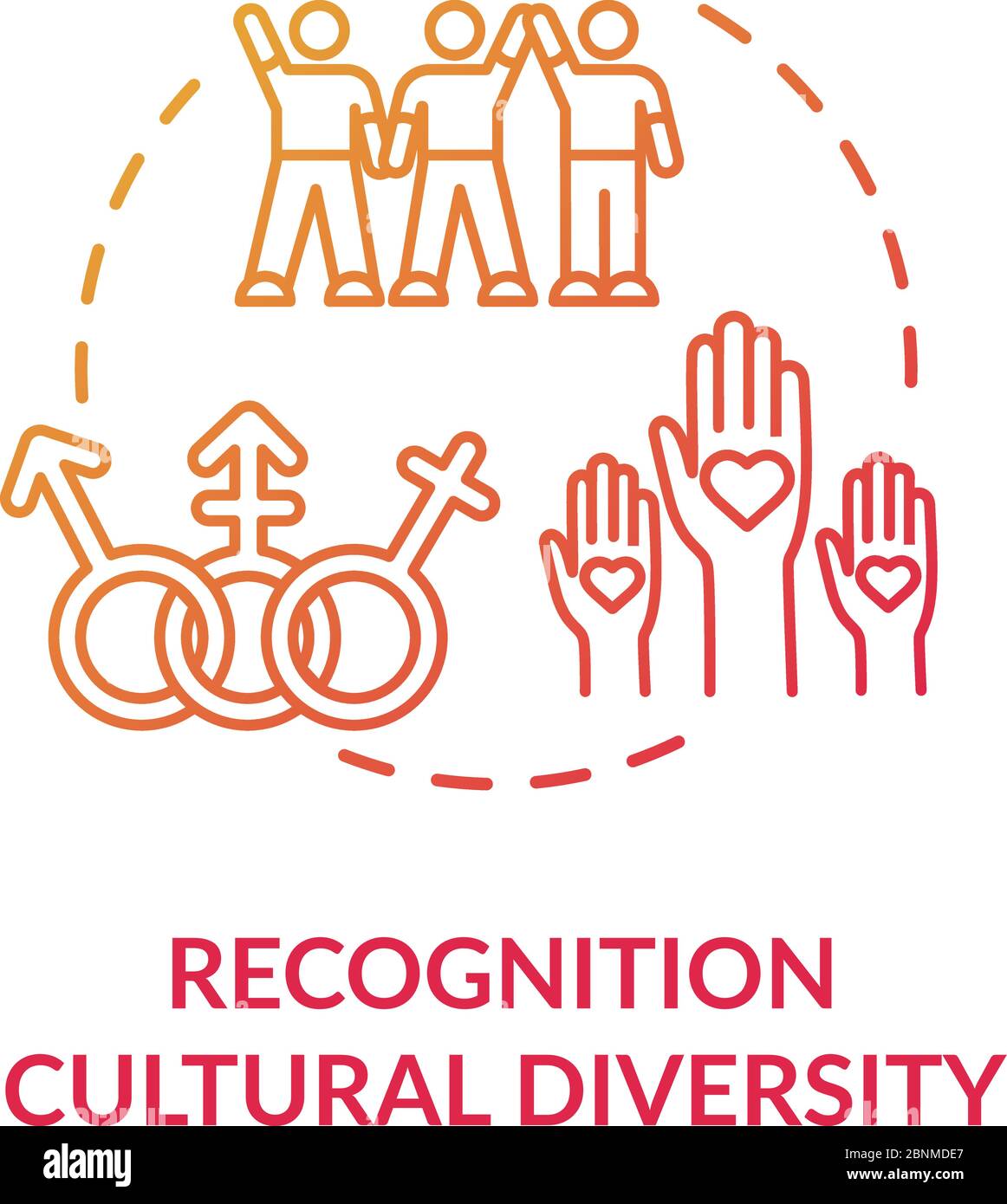 Anerkennung kultureller Vielfalt rotes Konzept Symbol. Mehrere Rassen ...