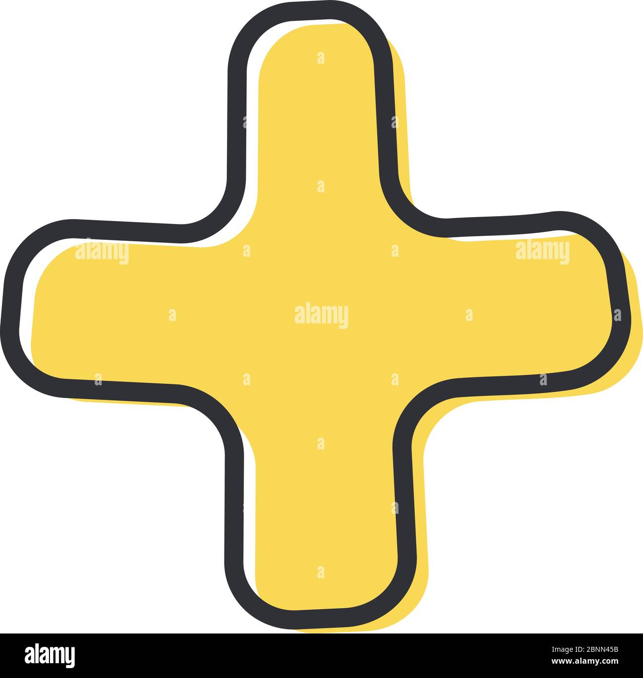 Plus- oder Kreuz-Symbol. Hand gezeichnet plus Kreuz-Zeichen mit memphis ...