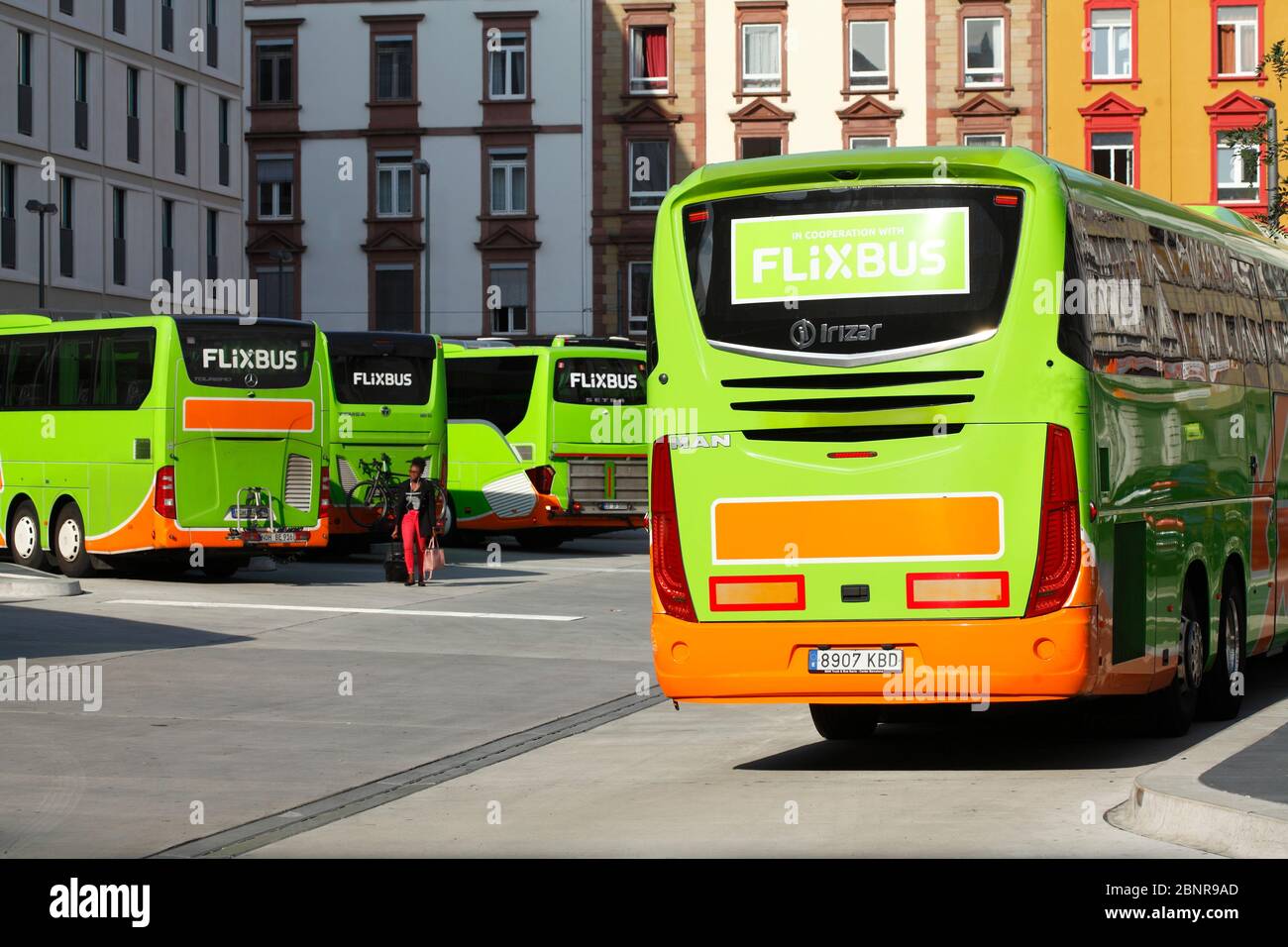 ZOB, Busbahnhof mit Flixbus-Bussen, Frankfurt am Main, Hessen ...