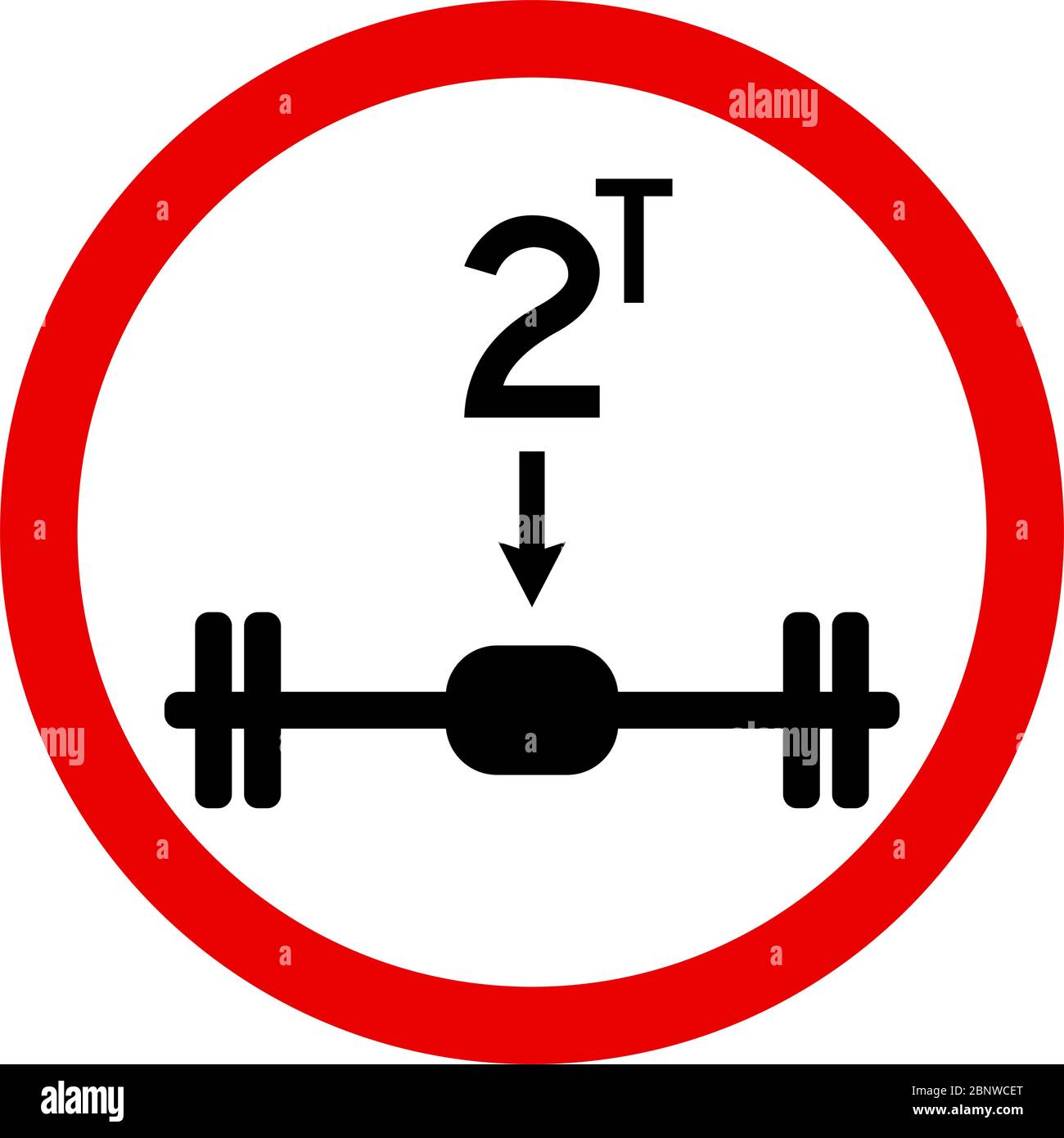 Achslast Grenze 2 Tonnen. Verkehrszeichen. Roter Kreis. Perfekt für ...