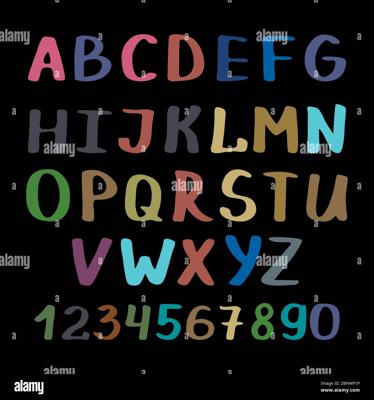 Cartoon style alphabet letters numbers Stock-Vektorgrafiken kaufen - Alamy