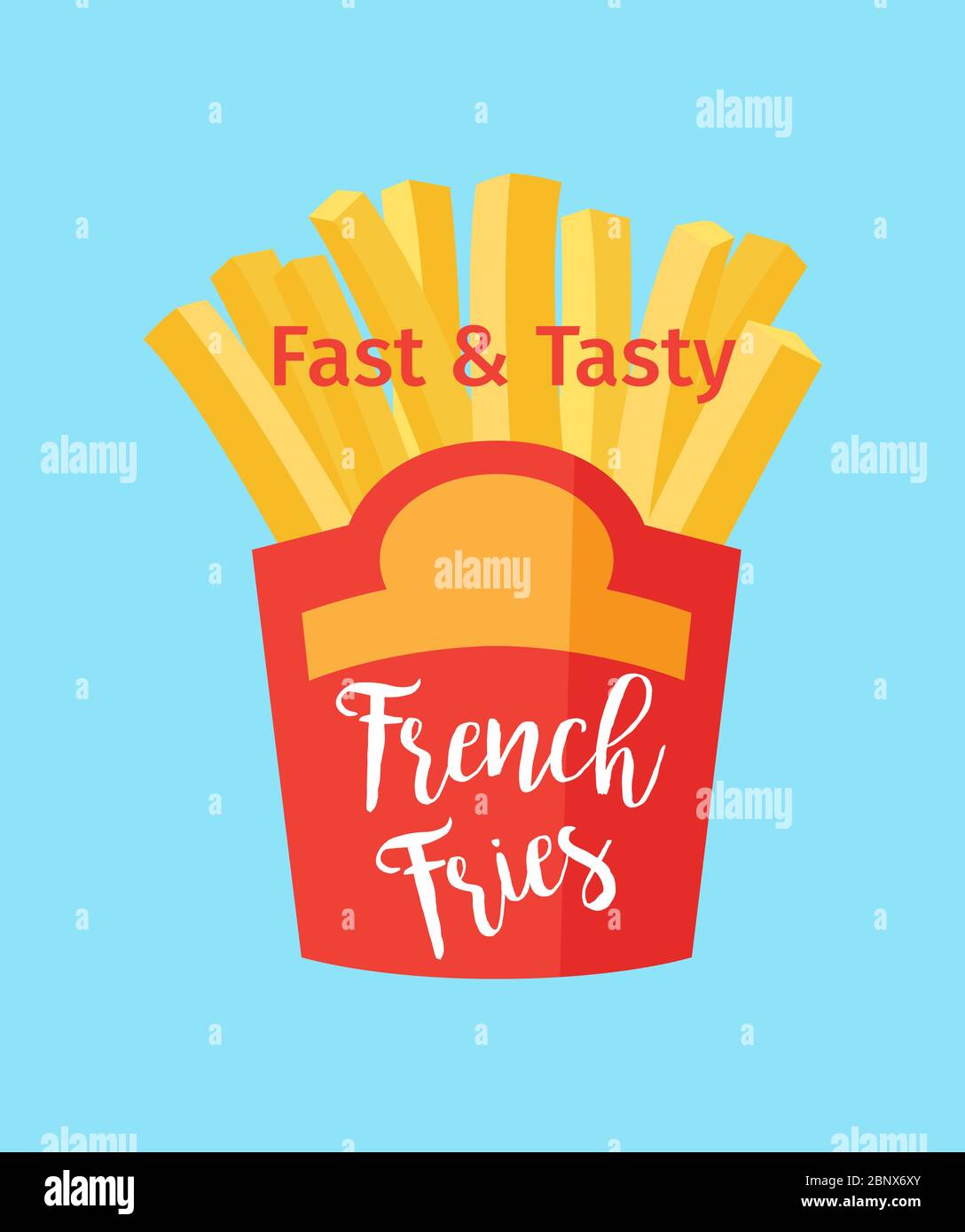 Schnelle und leckere pommes Poster Design Vektor-Illustration Stock ...